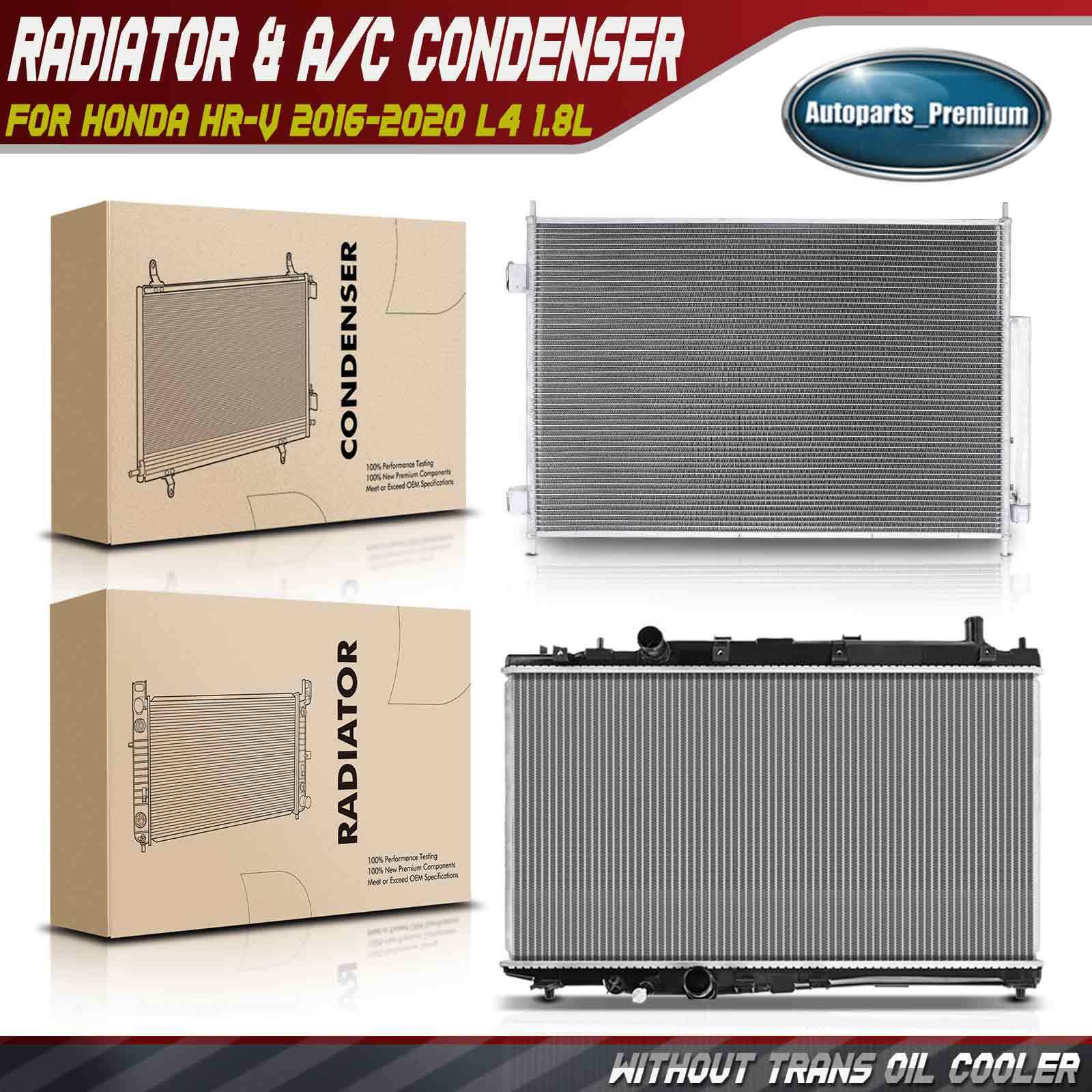 2x Aluminum Radiator & AC Condenser Cooling Kit for Honda HR-V 2016 ...