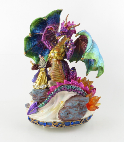 Musical Animated Wizard With Dragon Sculpture -Wind Up- Red/Orange ...
