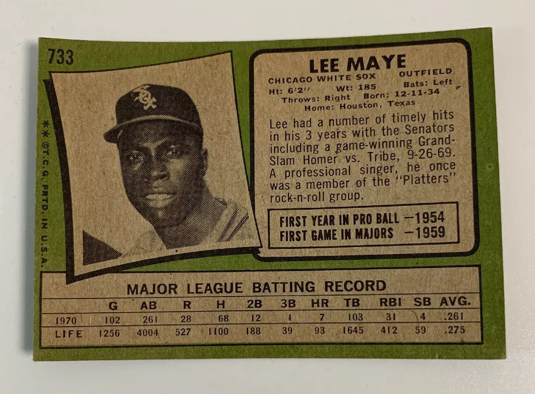 1971 Lee Maye # 733 Chicago White Sox Topps Baseball Card | eBay