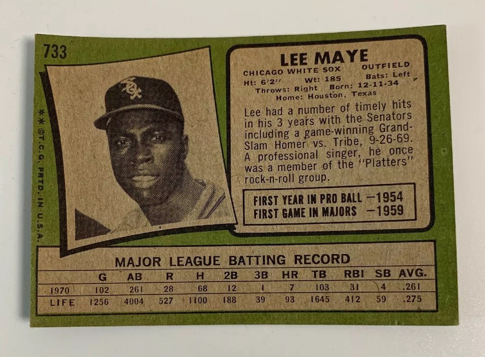1971 Lee Maye # 733 Chicago White Sox Topps Baseball Card | eBay
