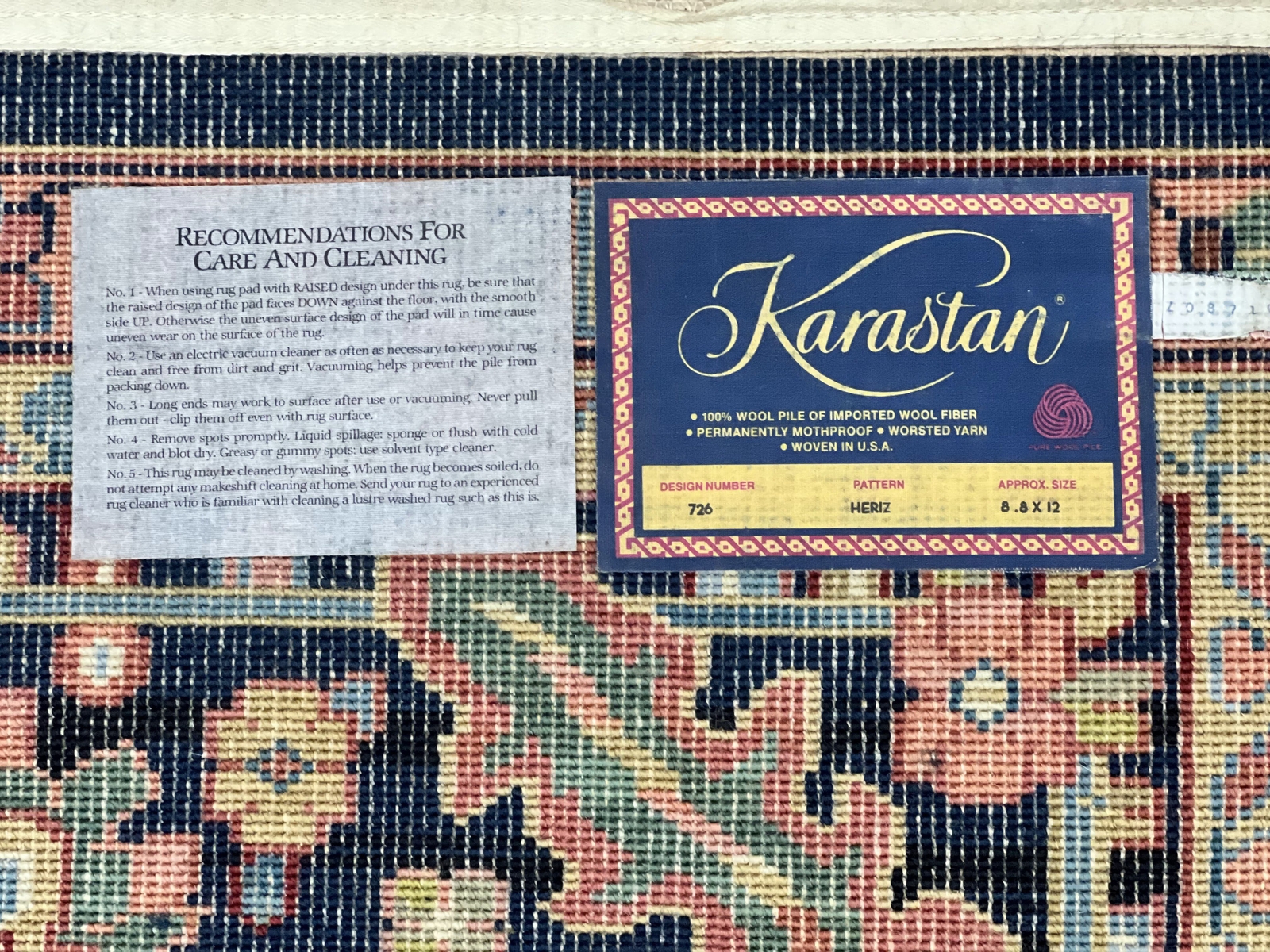 Karastan Rug 8.8 x 12 Heriz #726 Wool Pile Original 700 Series Rare | eBay