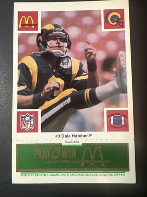 1986 Dale Hatcher Los Angeles Rams McDonald's Green Game Card #3 | eBay