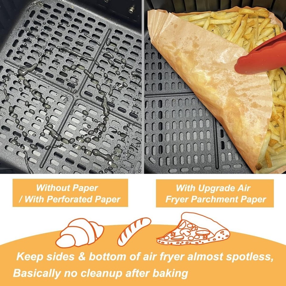 BYKITCHEN Air Fryer Parchment Paper Liner, 50PCS Square Air Fryer ...