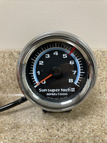 Vintage Sun Super Tach II Tachometer 8,000 8K RPM Blue Line Untested As ...