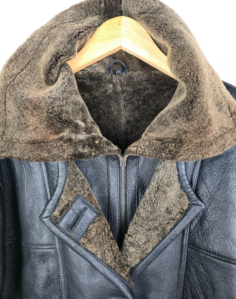 REAL SHEARLING SHEEPSKIN COAT UK Size 14 (US 10) Women`s Black ...