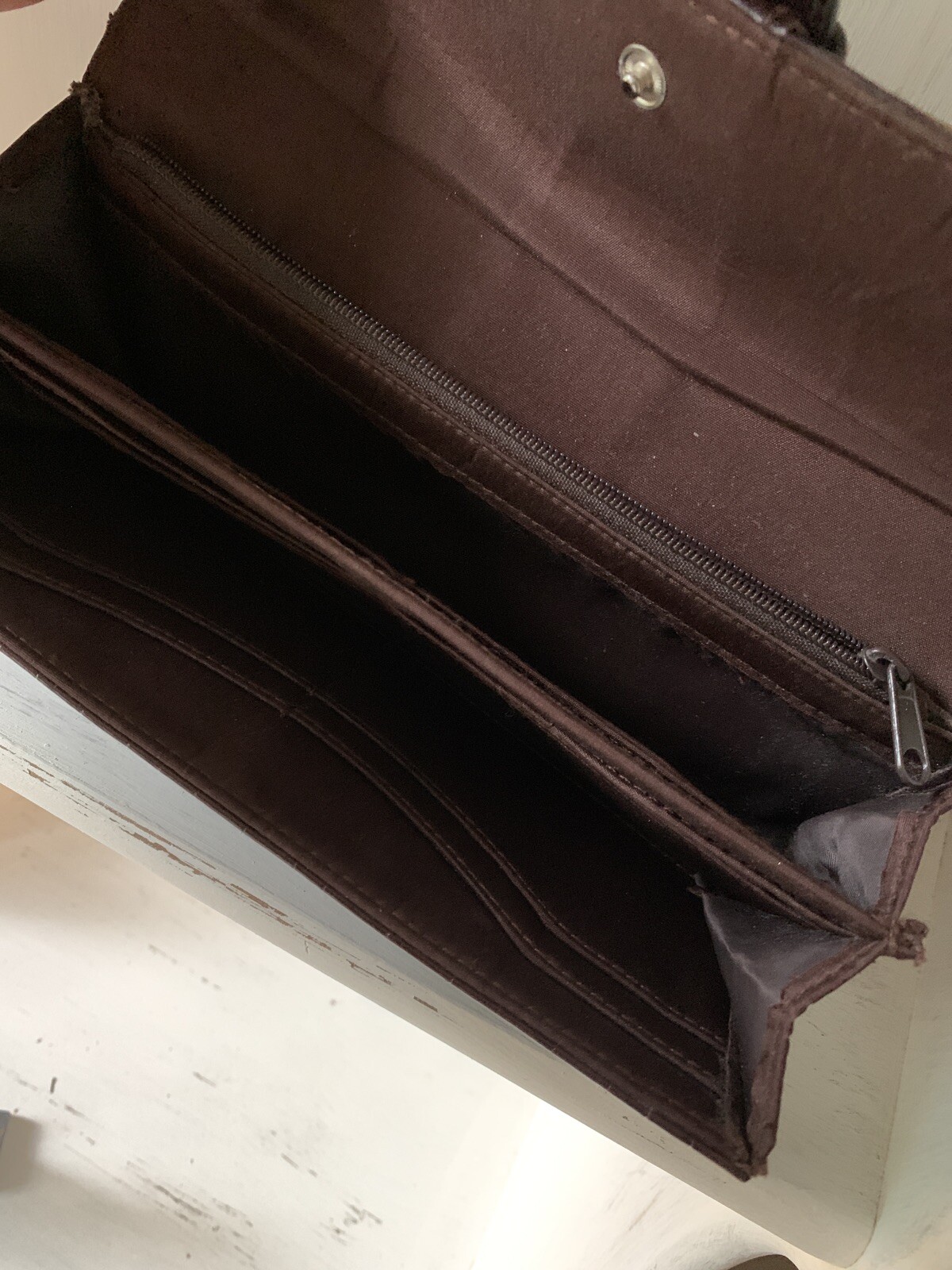 Hato Hasi Alligator Texture Dark Brown Clutch Wallet Cash Checkbook A++ ...