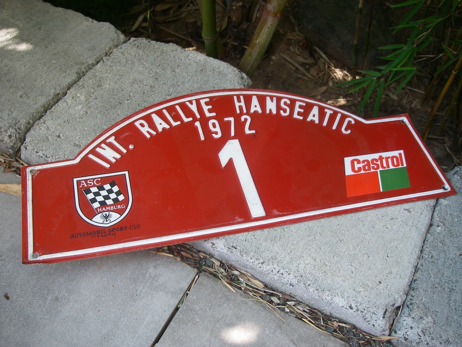 Schild RALLYE HANSEATIC 1972 shield car plate startingnumber #1 ADAC ...