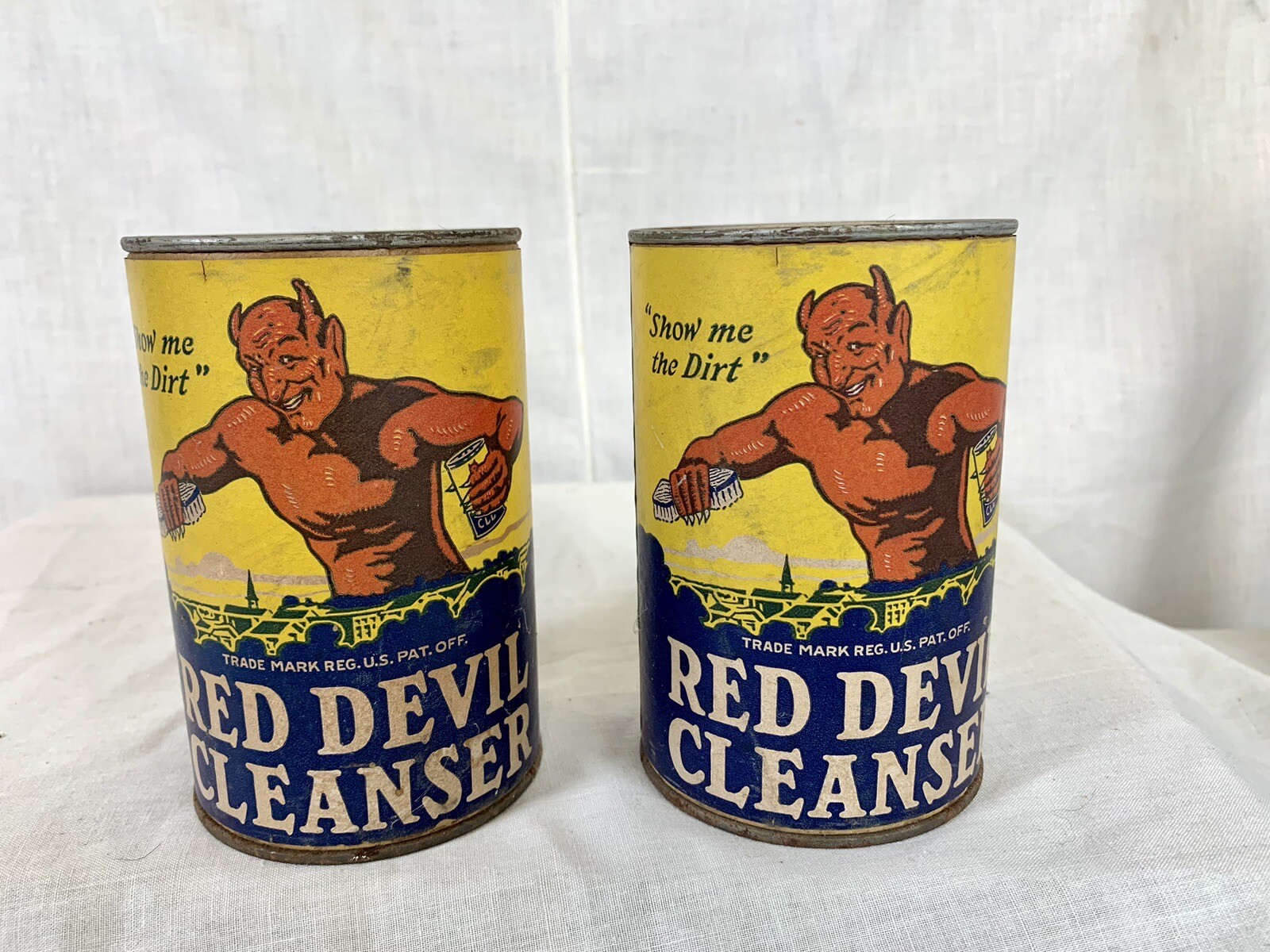 Vintage Red Devil Satan Tin Can Advertising Props | eBay