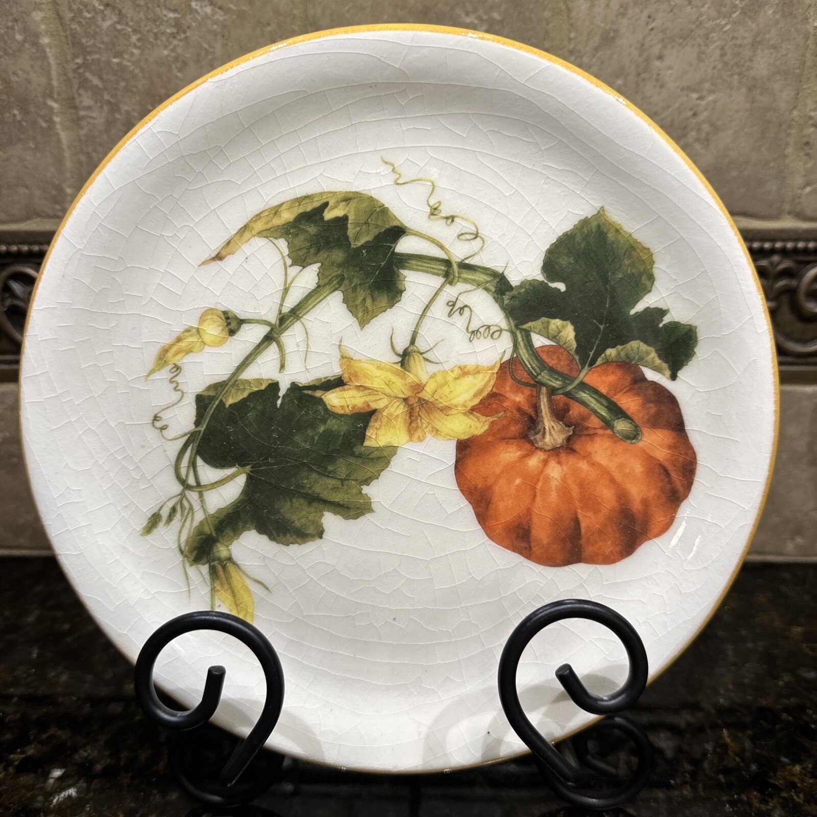 (3) WILLIAMS SONOMA FLOWERING BOTANICAL PUMPKINS APPETIZER PLATES MADE ...