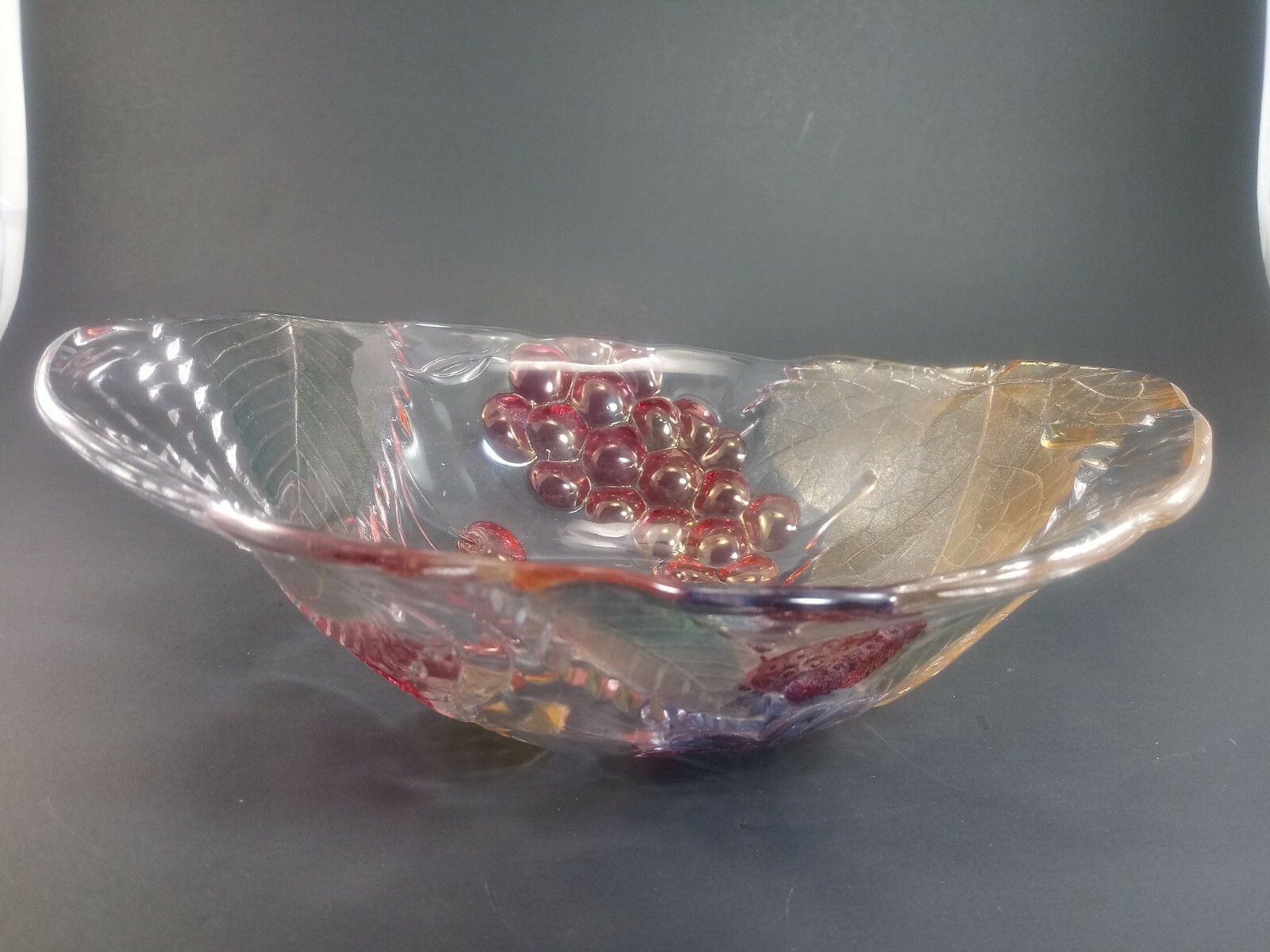 Soga Japan Clear Crystal Glass Center piece/Candy/ Dish with Flowers ...