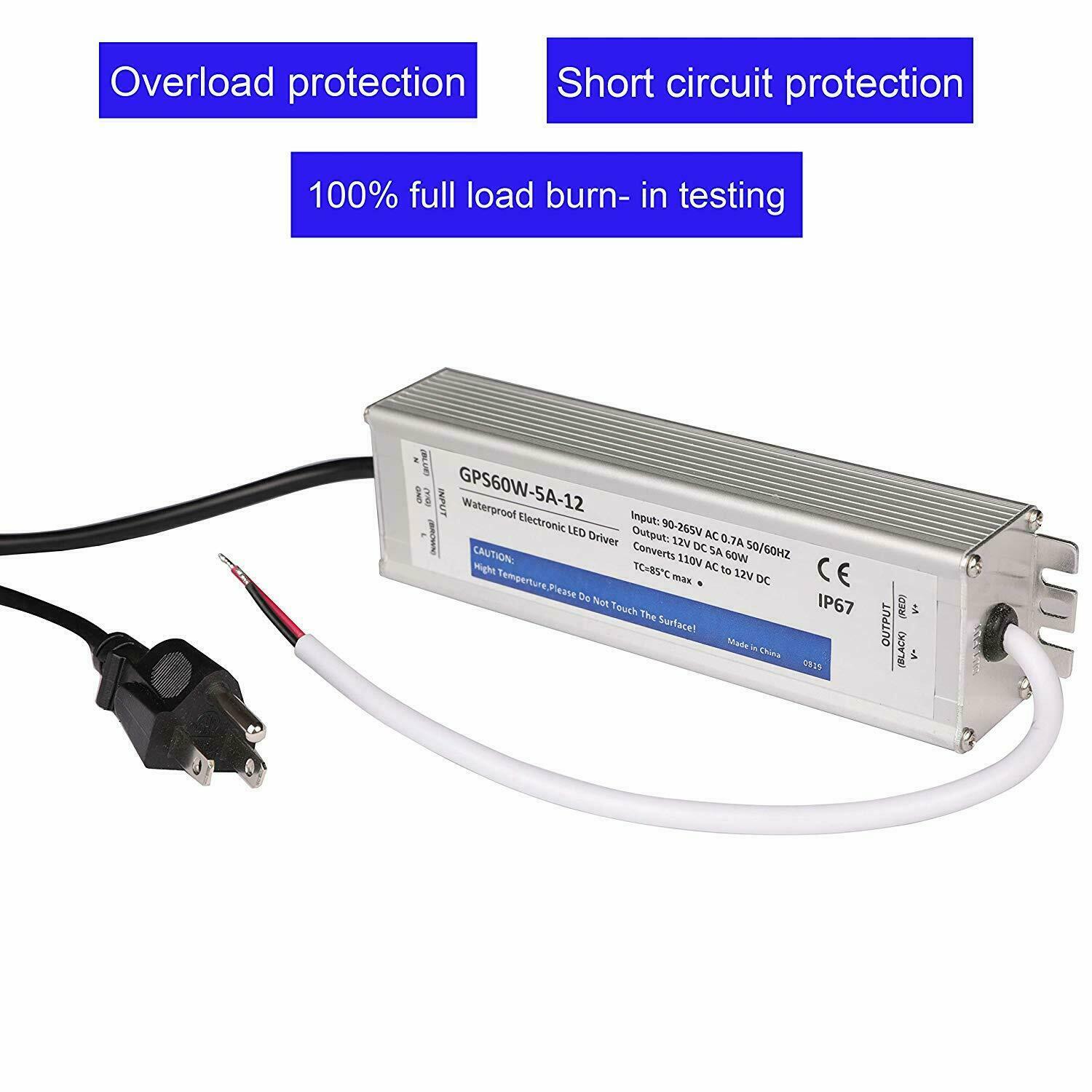 Power Supply AC 110V to DC 12V LED Driver Transformer Adapter ...