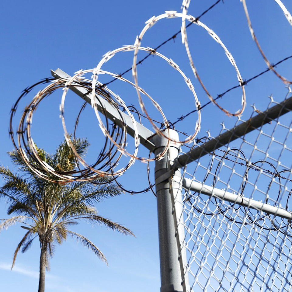 10MBarbed Razor Wire Bracket Rolls Galvanised Front Facing Wall Fence ...