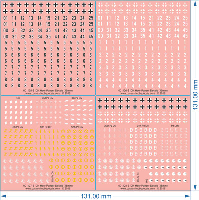 Heer Panzer Decals (equivalent to 'FoW GE955') - 1/100 - Water Decal | eBay