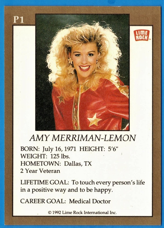 Amy Merriman-Lemon 1992 Lime Rock Pro FB Cheerleaders Dallas Cowboys ...