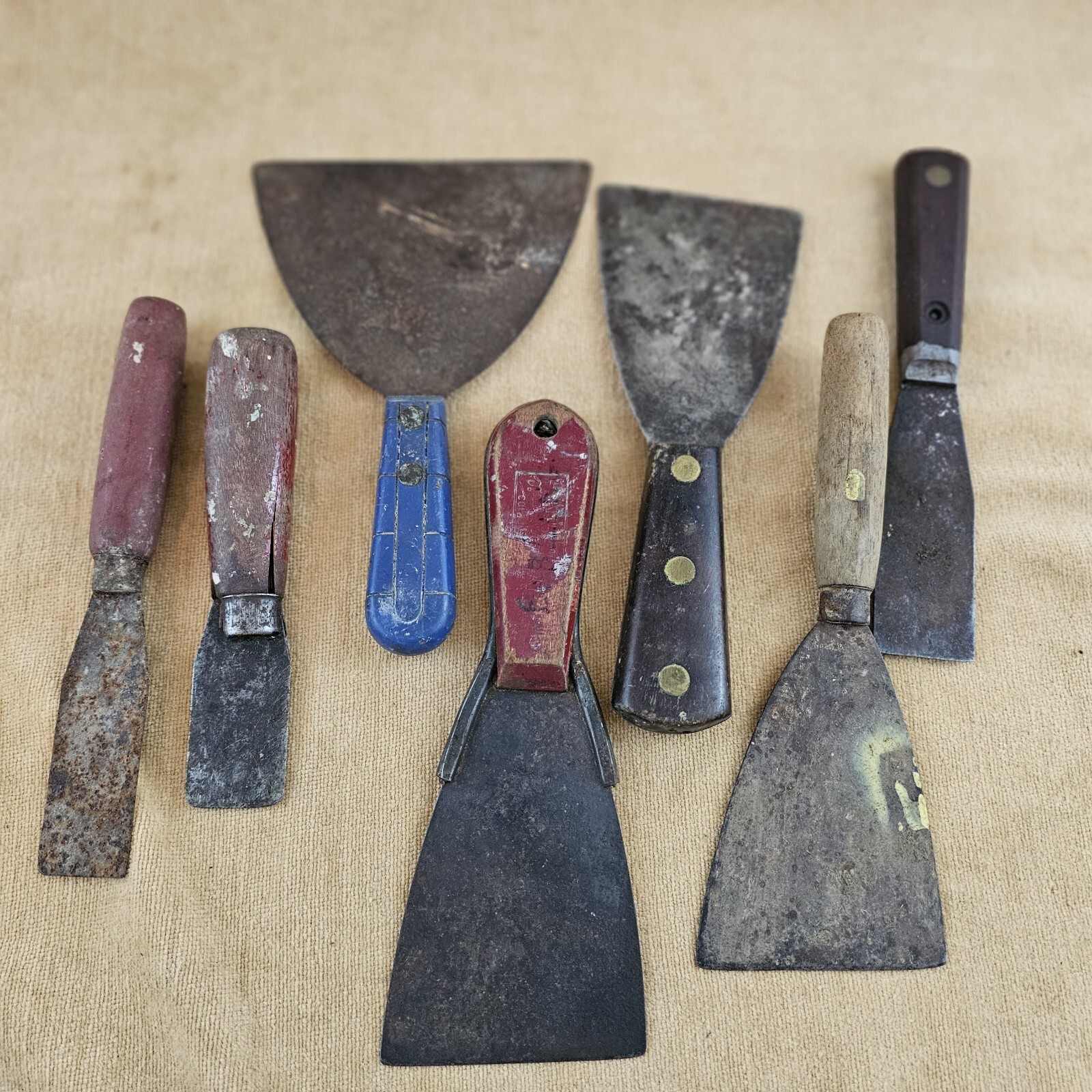 7 Vintage Paint Scrapers Putty Knife Lot - Warner? Red Devil Stanley ...