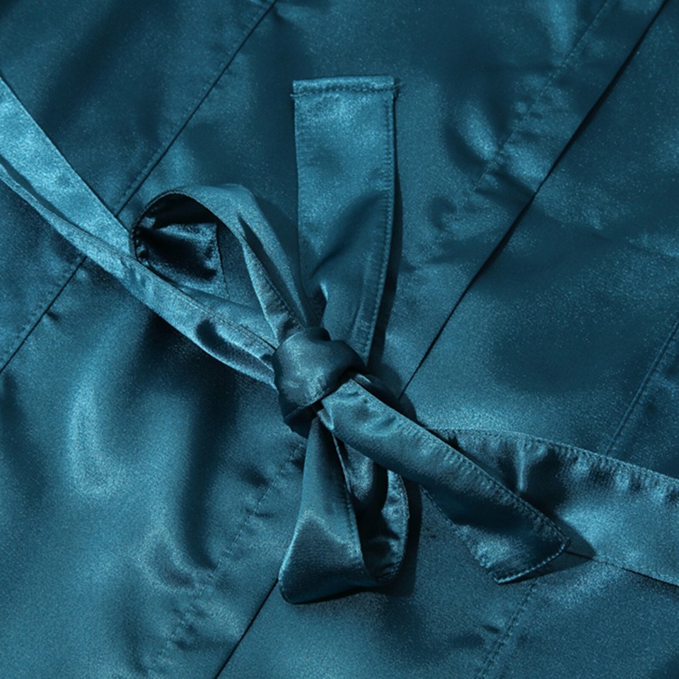 Men Satin Kimono Robes Classic Silky Bathrobe Open Front Hooded Robes ...