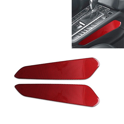 Red Carbon Fiber Gear Shift Panel Side Decal Trim Cover for Porsche ...