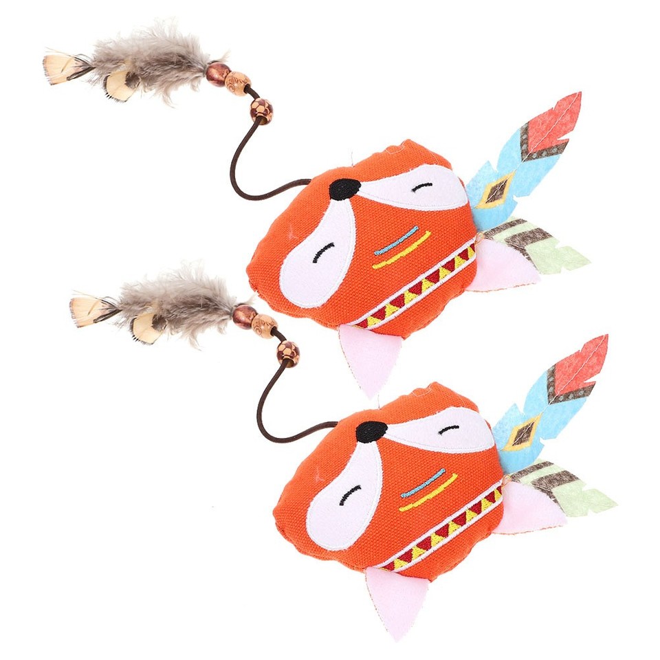 2pcs Plush Animal Interactive Cat Toy Cartoon Cat Chew Toy Cute Cat ...