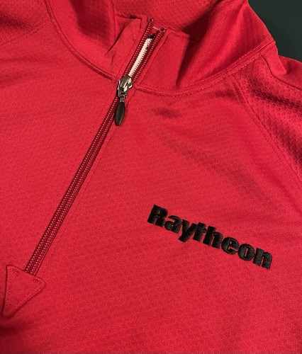 RAYTHEON 1/4 Zip Long Sleeve Shirt LARGE Defense Contractor Military ...
