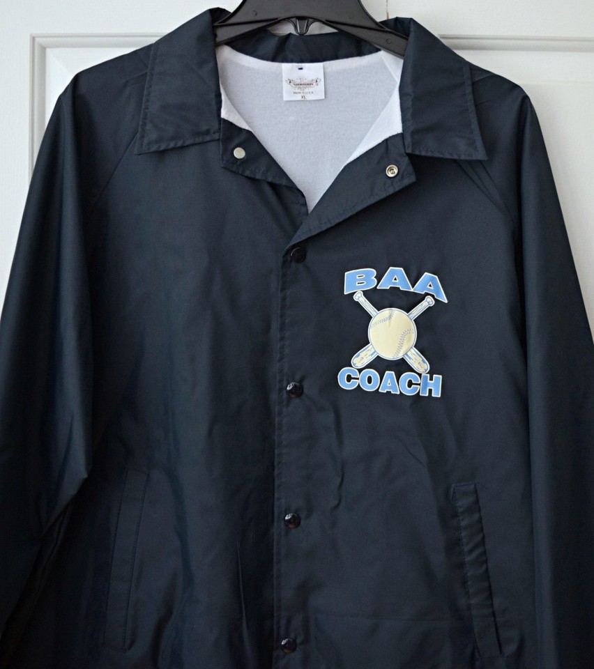 NEW Vintage Auburn Coach Jacket Mens XL Blue BAA COACH Baseball Logo ...