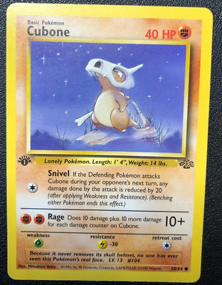 Cubone Pokemon 50/64 FIRST 1st EDITION CCG Gaming RARE!! Trading Card ...