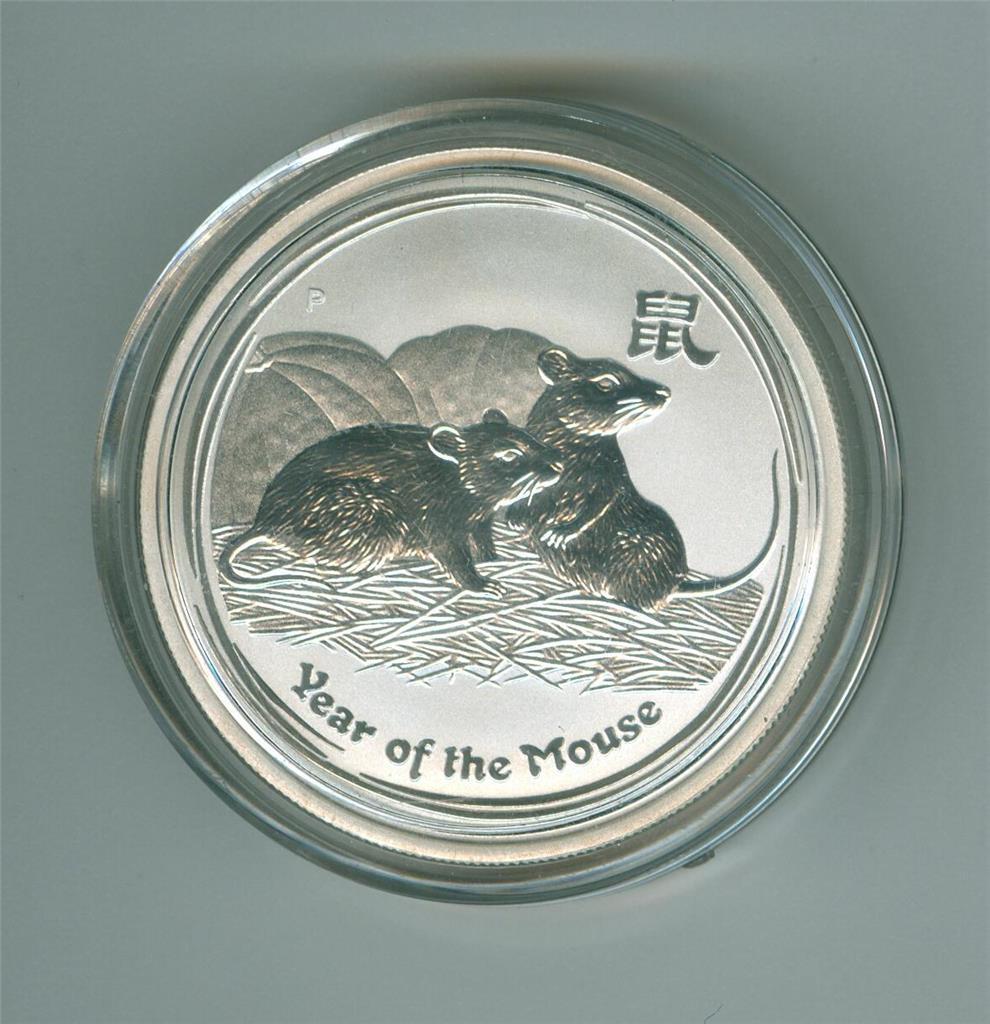 AUSTRALIA 2008 50 CENTS YEAR OF THE MOUSE 1/2 OZ. .999 SILVER GEM BU ...