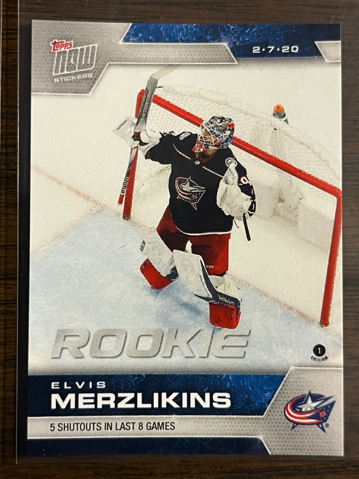 2019-20 Topps Now NHL Sticker #166 Elvis Merzlikins Columbus Blue ...
