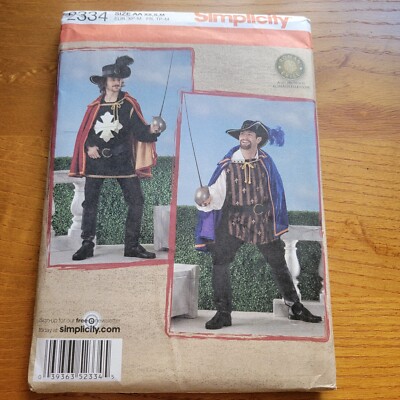 Men's Pirate Costumes Cape Shirt Hat Sewing Pattern/Simplicity 2334 ...