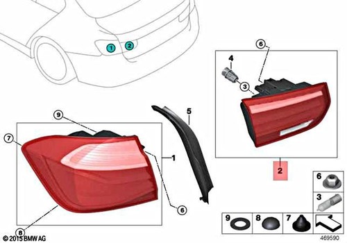 Genuine BMW F30N F31N F35N F80N Rear Light In Trunk Lid Left OEM ...