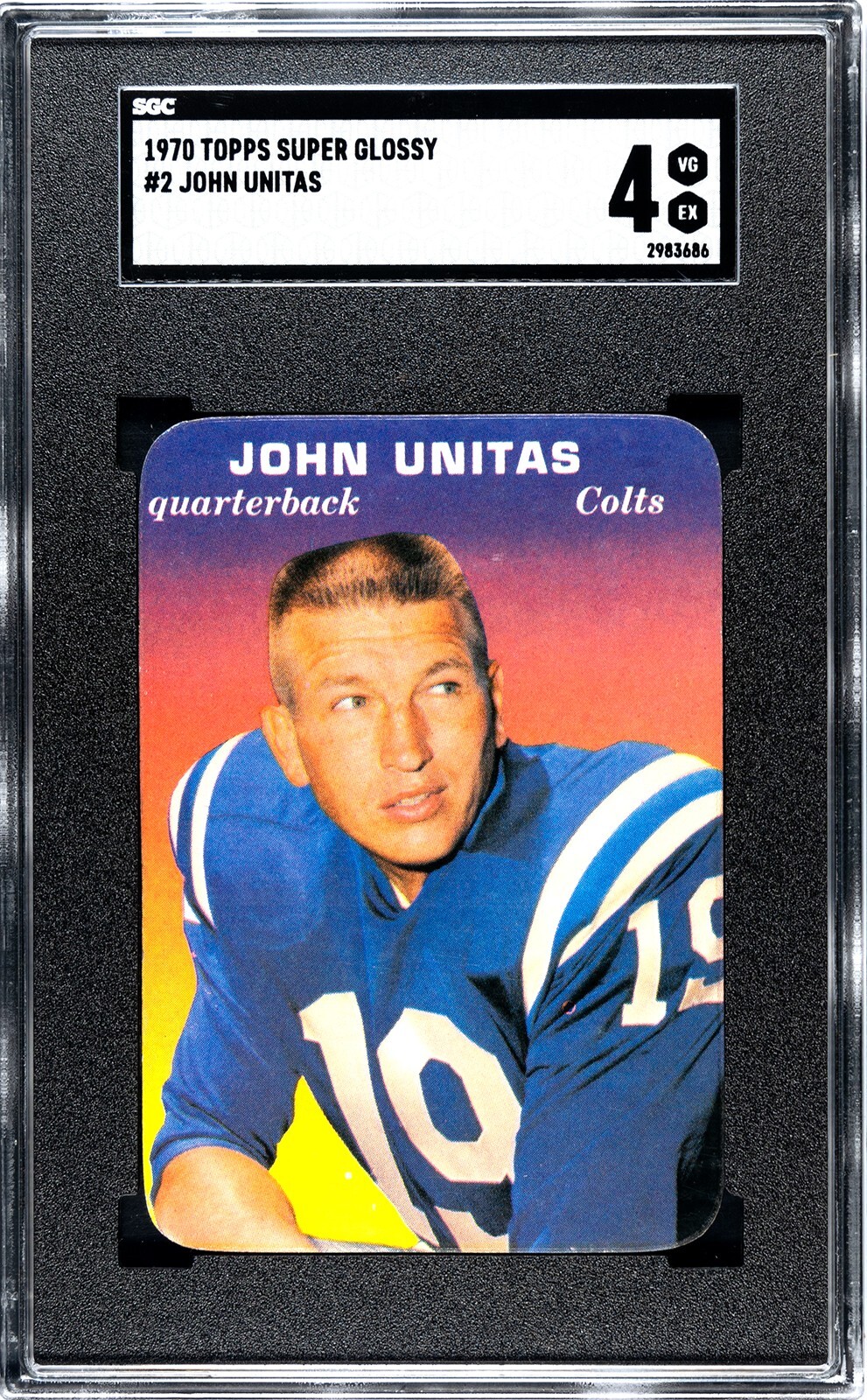 Johnny Unitas 1970 Topps Super Glossy Card #2- SGC Graded 4 VG-EX ...