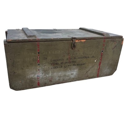 Vintage 1940s WW2 WWII Foot Locker Army Marine US Military Wood Trunk ...