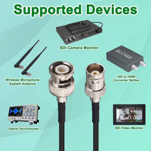 YOTENKO 6ft BNC Extension Cable Male to Female SDI Cable RG174 50 Ohm ...