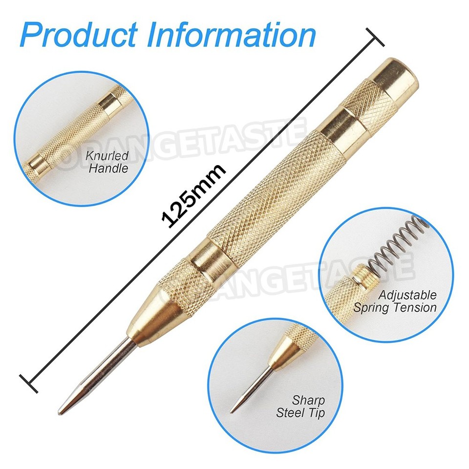 2PCS Heavy Duty Automatic Centre Punch Brass Bodied Spring Loaded Auto ...