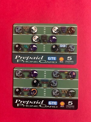 Two Shell Phone Cards Super Bowls 6 To 15 Helmets and Final Scores on ...