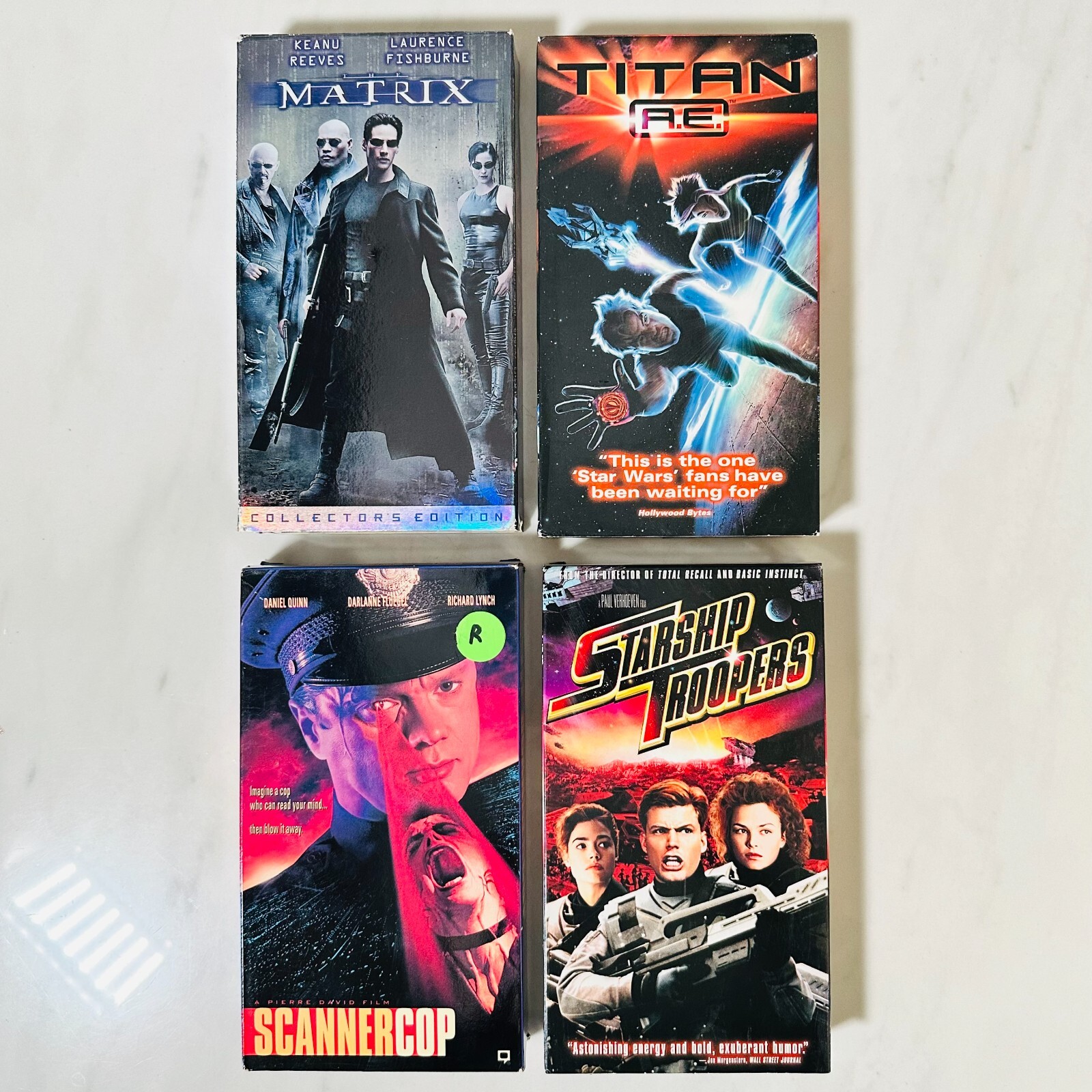 VHS - Lot of 4 Sci-Fi - Scanner Cop - Matrix - Titan AE - Starship ...