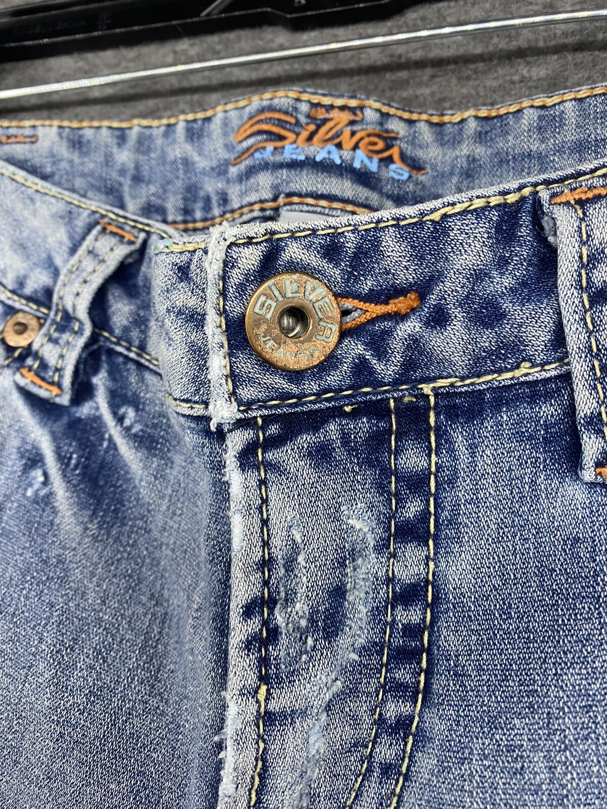 Silver Jeans Aiko Bootcut Blue Denim Women’s Sz 33 Distressed Low Rise ...