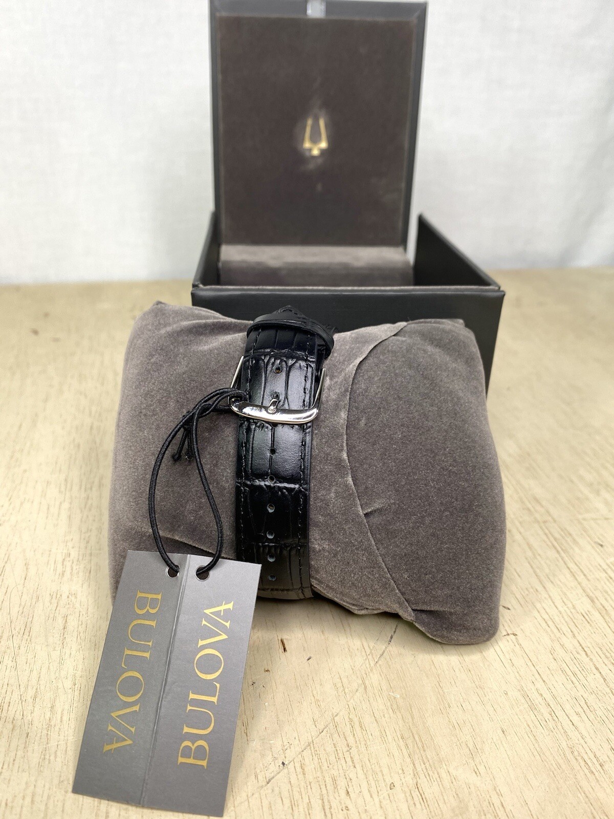 BULOVA Watch Mens Wristwatch 96A28 Silver Tone Dial Black Leather Band ...