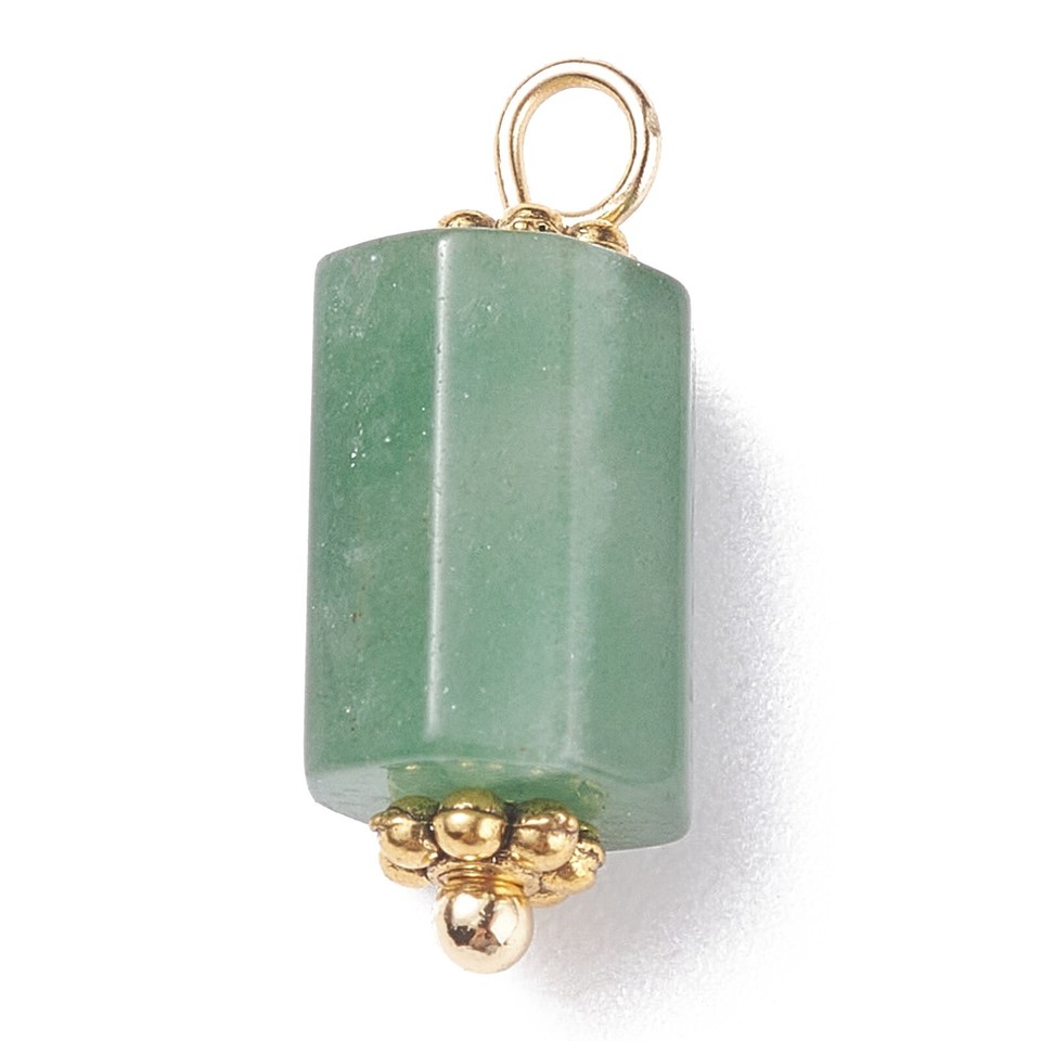 30Pcs Faceted Column Natural Emerald Pendants Charms For Jewelry Making ...