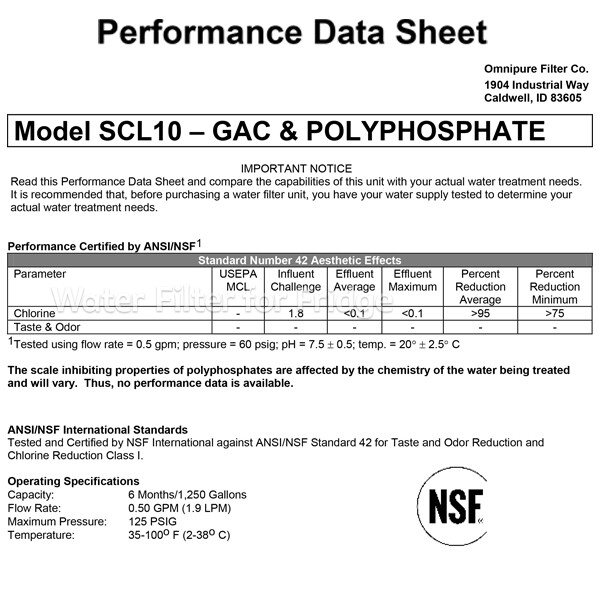 3X SCL10 Omnipure Triple Action in-line filter GAC with Scale inhibitor ...