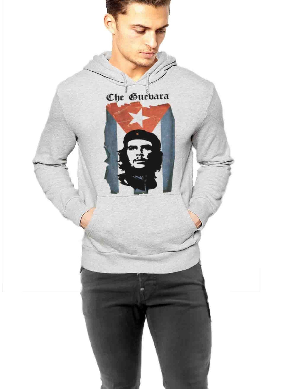 Che Guevara Hoodie Cuba El Che Cubano Men Gray Pullover sweater, new | eBay