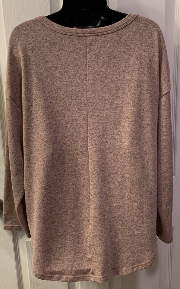 Shein Curve Plus Size 0xl Heather Pink 3/4 Sleeve Top Blouse Pocket | eBay