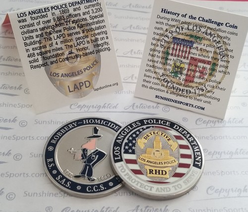 Los Angeles Police RHD challenge coin, new in package 1.75 LAPD, CHP ...
