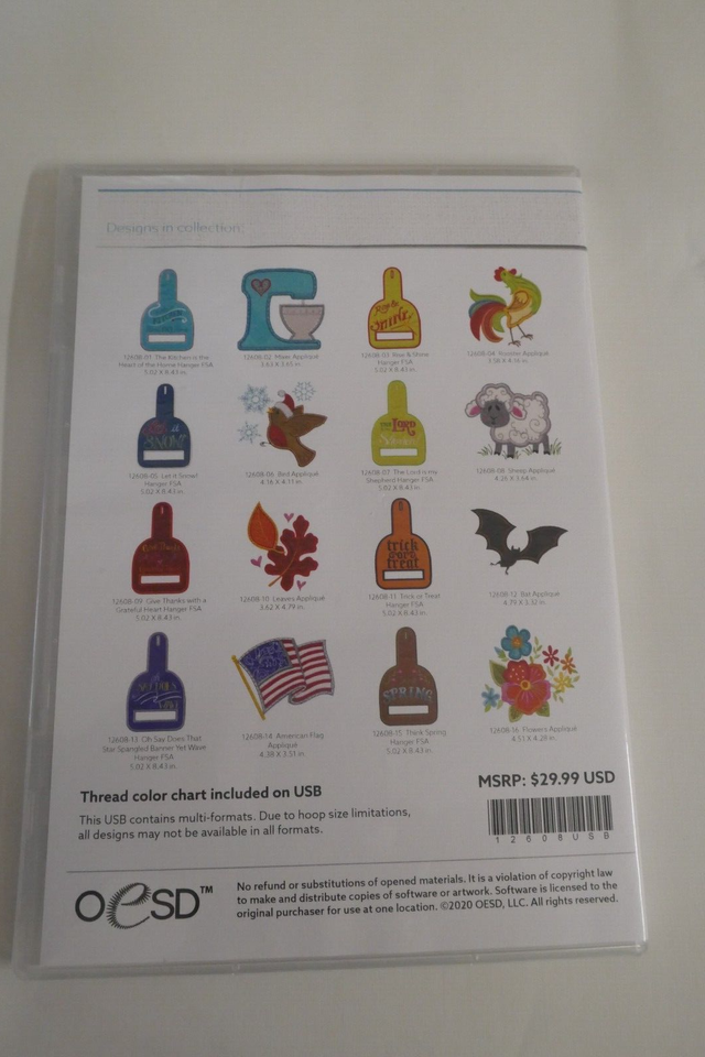 OESD Embroidery Designs Collection No : #12608USB " In the Hoop Towel ...