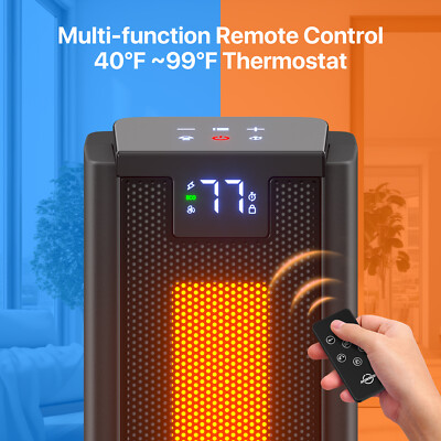 Ceramic Heater Electric Space Heater Remote Control Thermostat Radiant ...