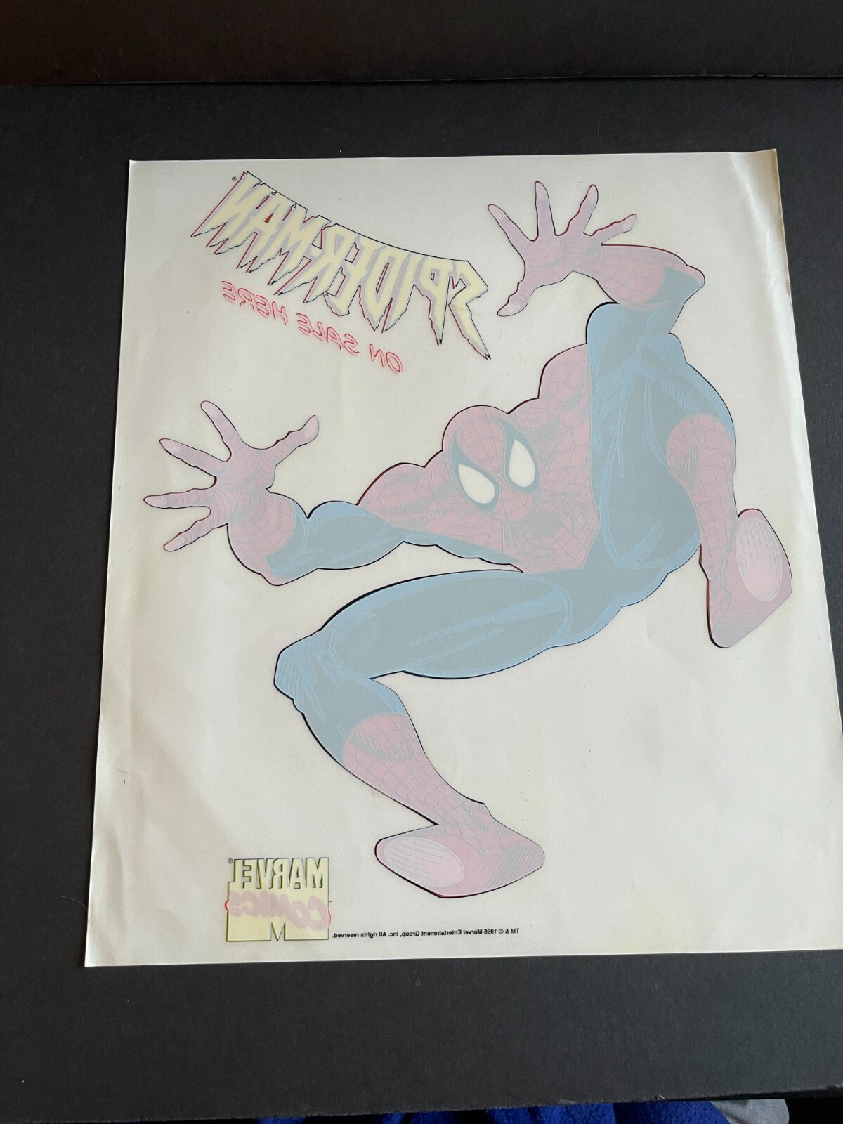 Spiderman "On Sale Here" Unused Window Cling - 12.5" x 14" (Marvel ...
