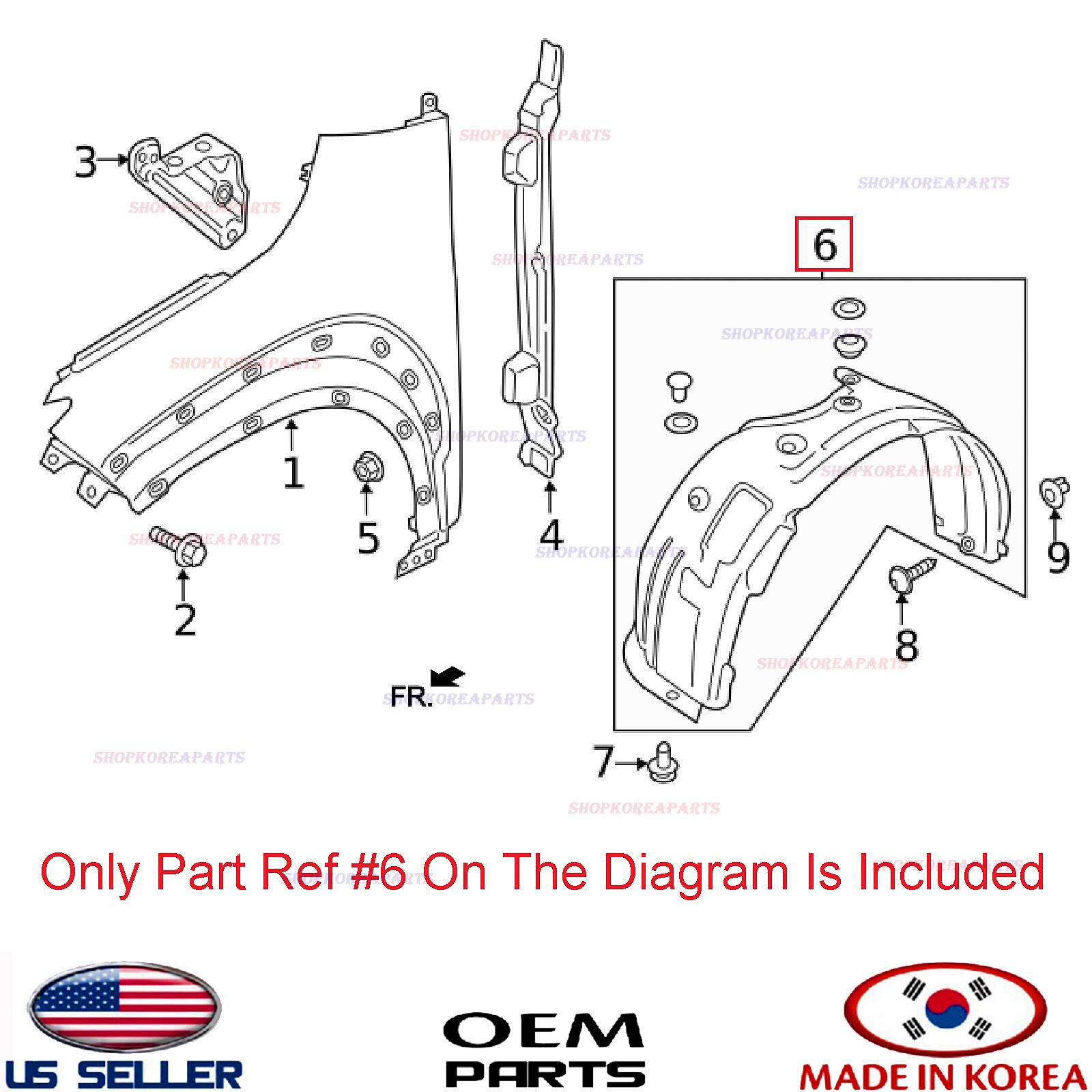 Genuine Hyundai OE Guard Assy-Front Wheel Lh 86811-J9CA0 for sale ...