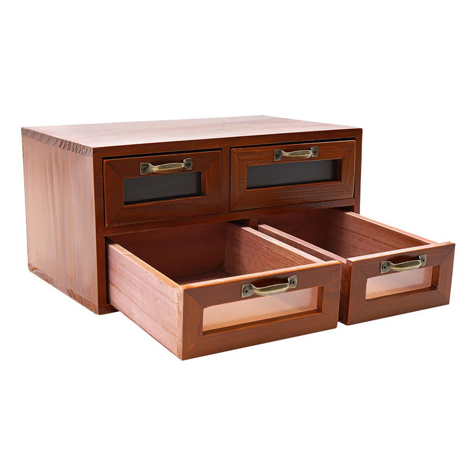 Desk Organizer with Drawers Wooden Desktop Storage Cabinet Storage Box ...