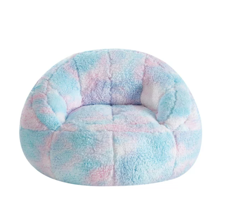 JUSTICE WK533008 Super Soft Teddy Sherpa Bean Bag Chair, Pink Blue | eBay