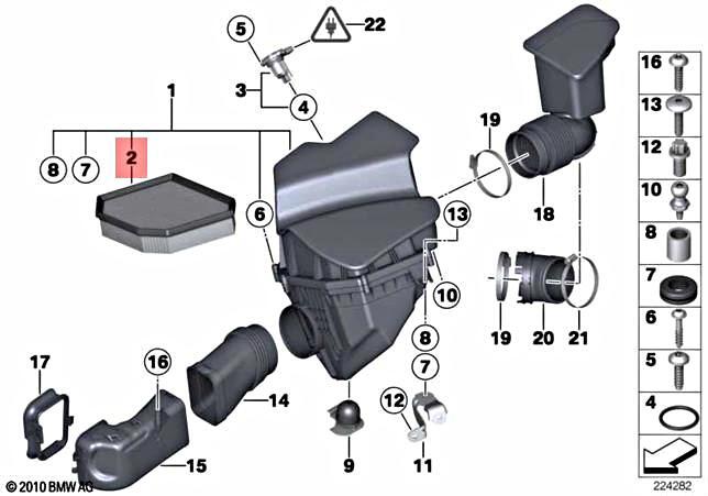 Genuine BMW F01 F01N F02 F02N F10 Engine Air Filter Insert OEM ...
