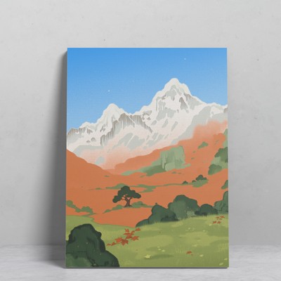 Concise Mountain Autumn Abstract Bedroom Wall Art Landscape Canvas ...